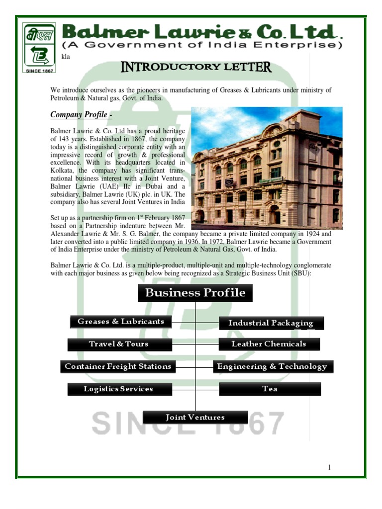 Balmer Lawrie Intro | PDF | Business | Nature