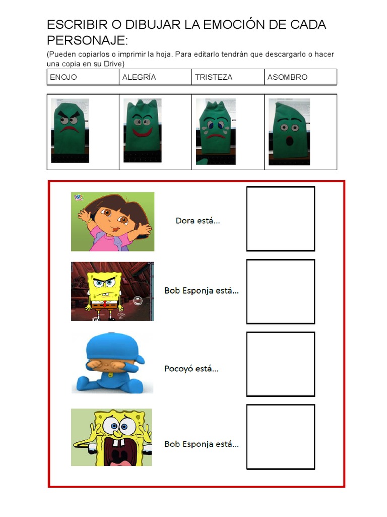 Expresa Emociones de Personajes | PDF