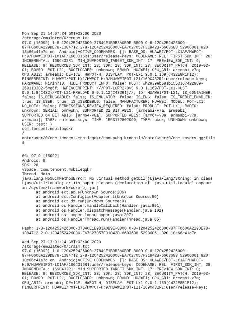 Crash | PDF | Android (Operating System) | Java (Programming Language)