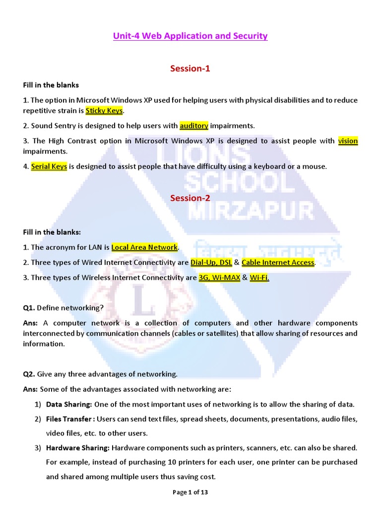 X It Unit 4 Web Application Notes Part 3 Of 3 Pdf Computer Network Wi Fi