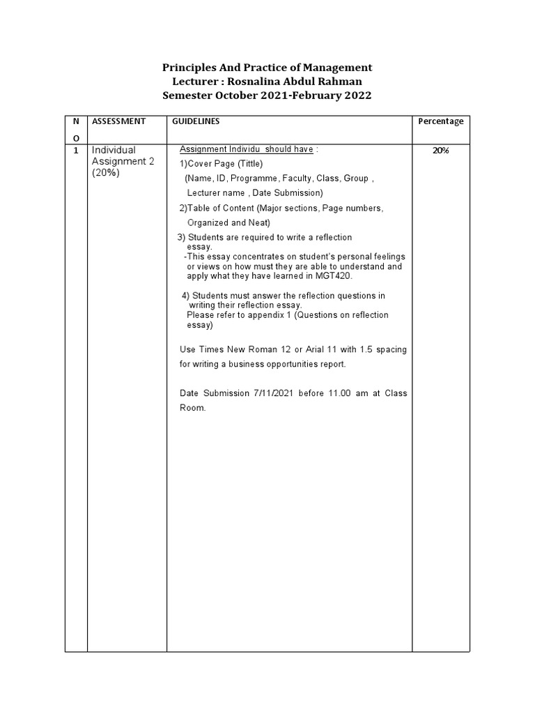 MGT 420 Individu Assigment 2 Oct-Feb 2022 Guidelines | PDF