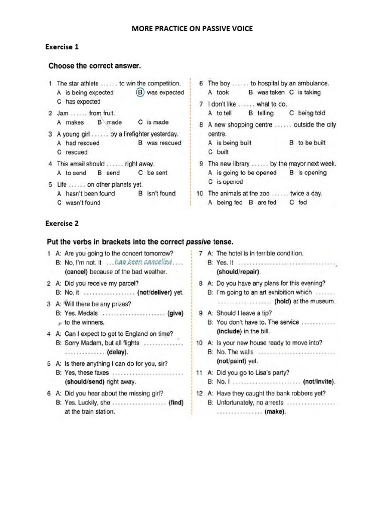 More Practice On Passive Voice Exercise 1 | PDF