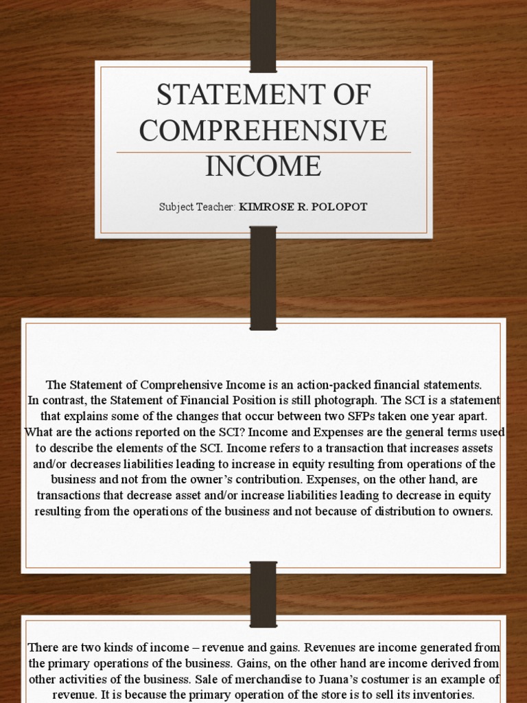 Statement of Comprehensive Income | PDF | Expense | Revenue