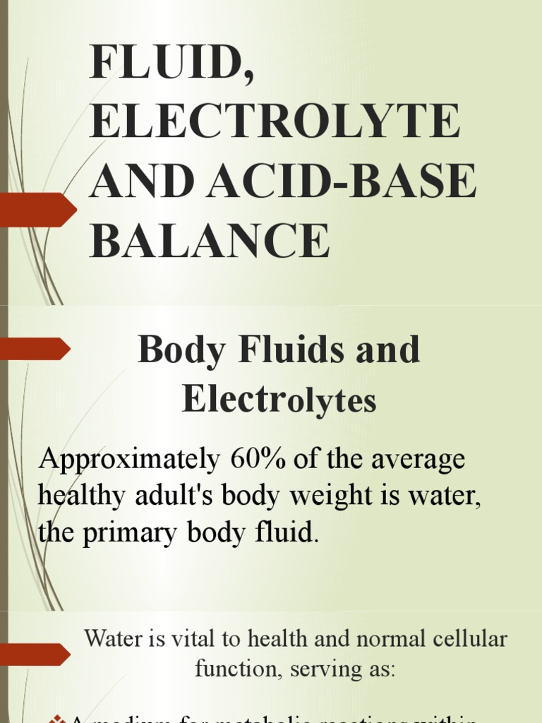 Fluid, Electrolyte and Acid-Base Balance | PDF | Electrolyte | Osmosis