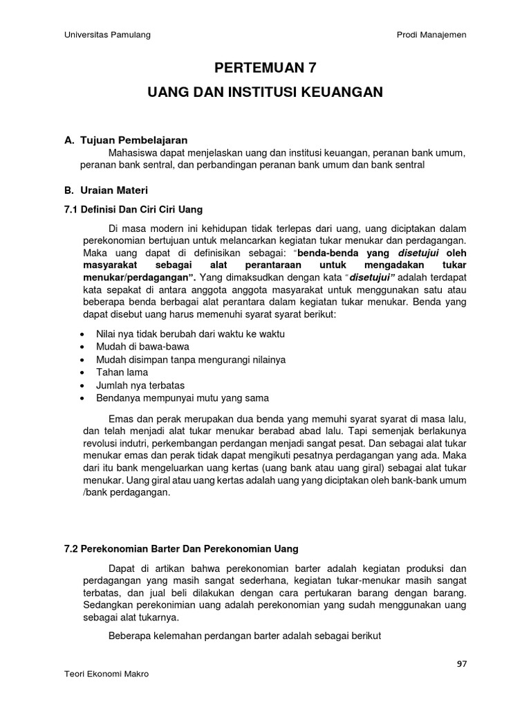 Modul Pertemuan 7 | PDF | Pengelolaan Keuangan & Uang | Hukum