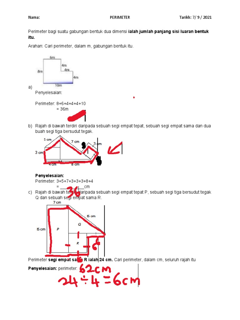 LATIHAN MATH M10 Perimeter Gabungan Bentuk | PDF