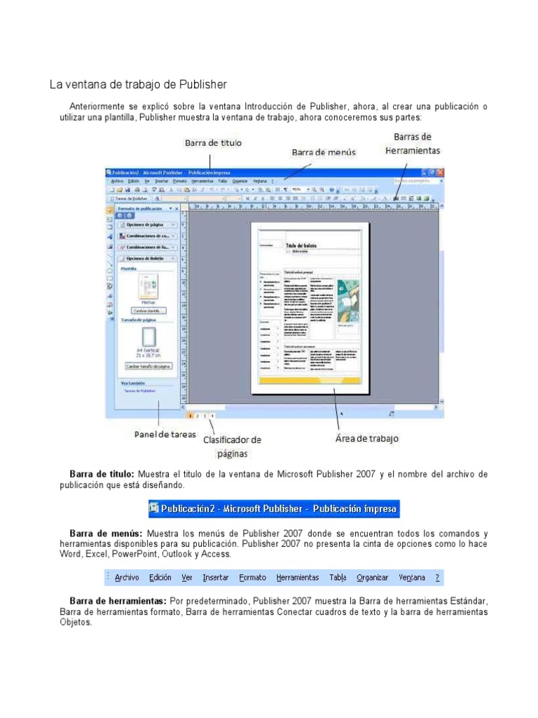 Partes de la Ventana de Publisher 2007 | PDF | Ventana (informática ...