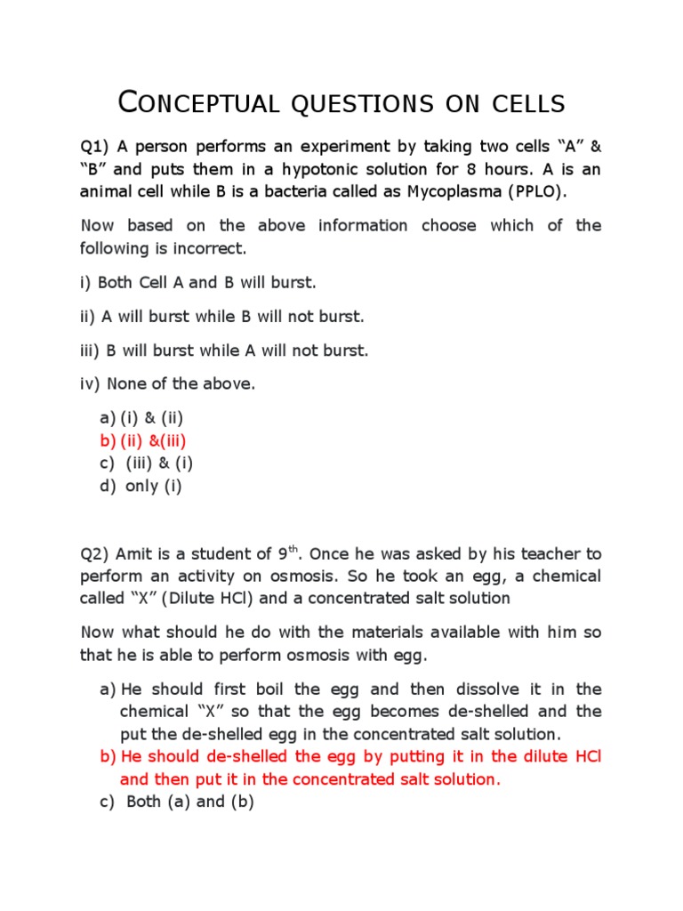 MCQ On Cells | PDF | Cell (Biology) | Organelle
