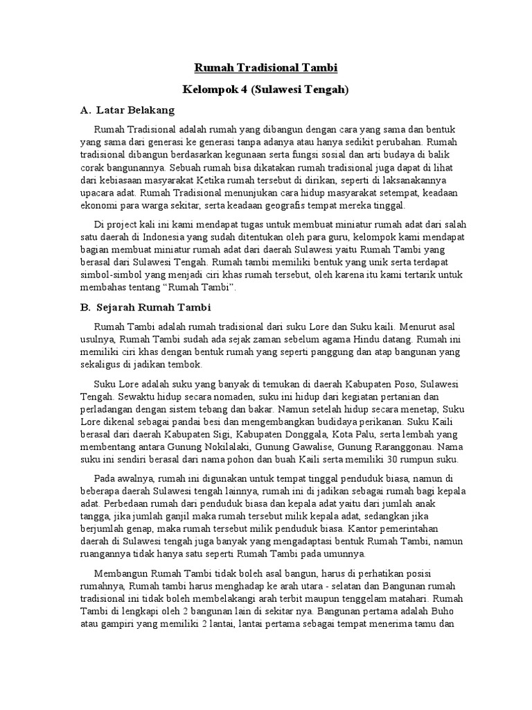 Rumah Tradisional Tambi | PDF