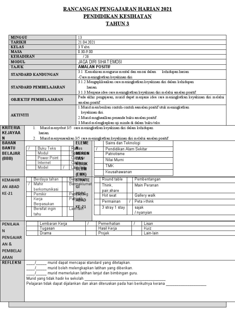 RPH PK Minggu 13 | PDF