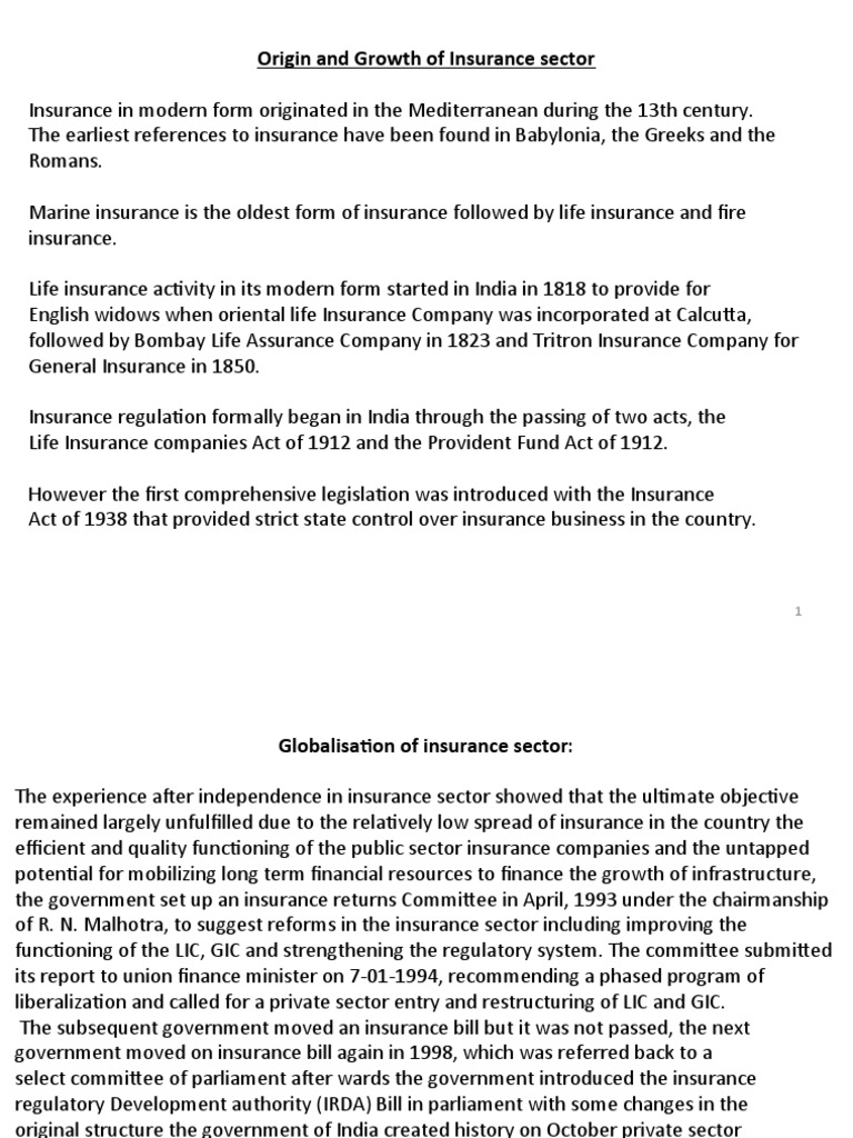 Evolution of India's Insurance Sector | PDF | Insurance | Economic Growth