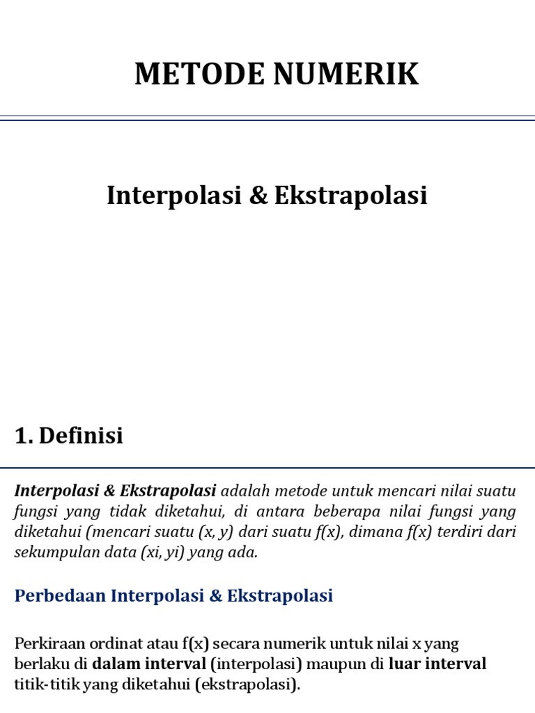 Interpolasi & Ekstrapolasi | PDF | Metode & Bahan Ajar