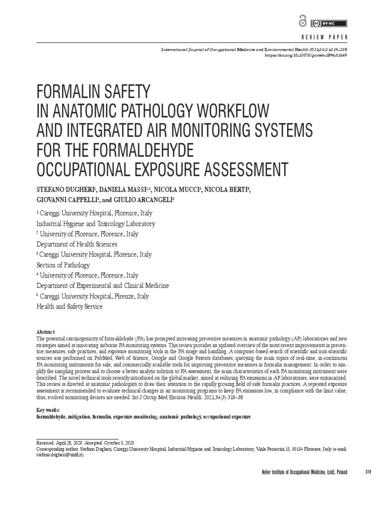 Formalin Safety in | PDF | Infrared Spectroscopy | Mass Spectrometry