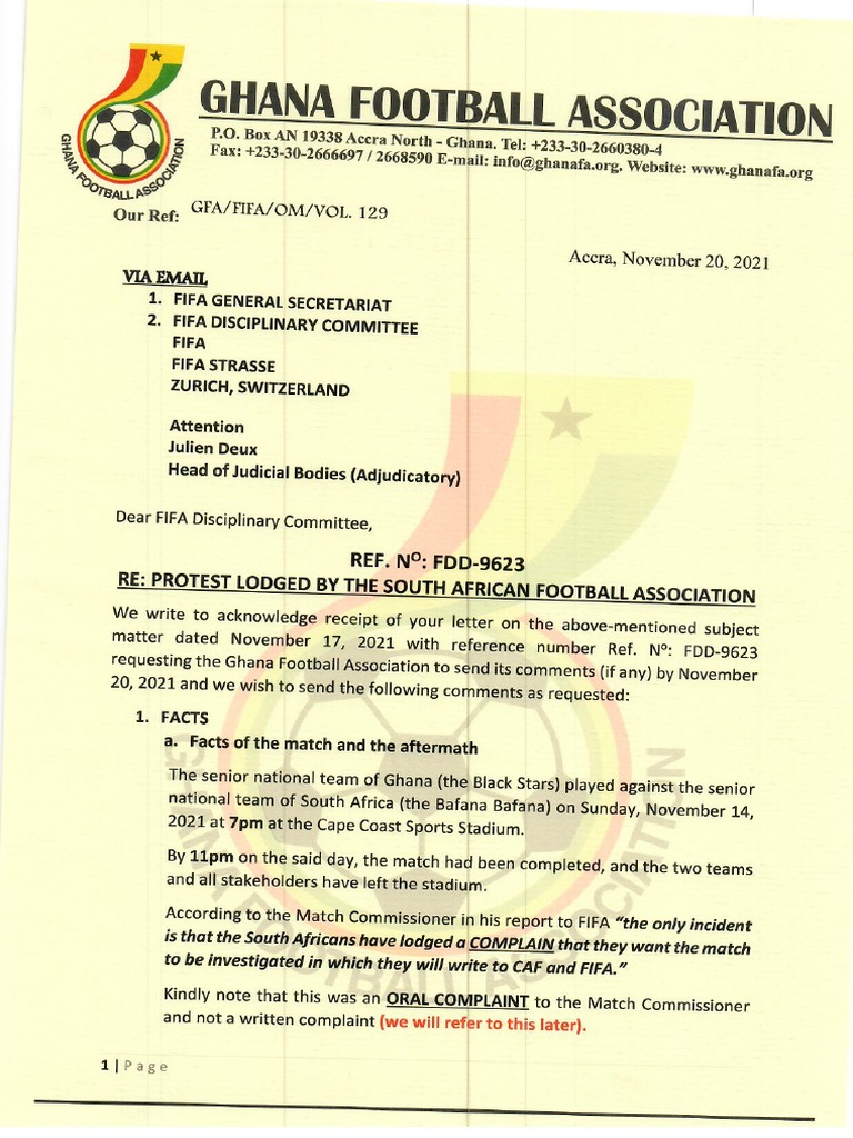 Ghana FA Response To SAFA Claims | PDF