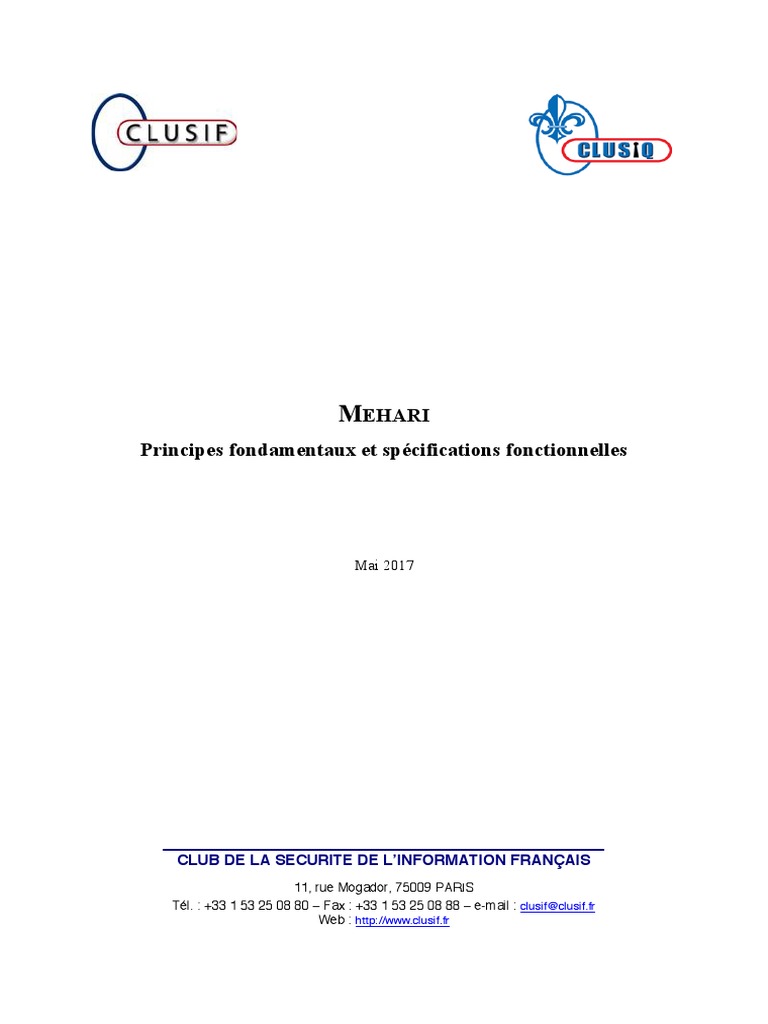 Méthode MEHARI : Principes et spécifications | PDF | Risque | Sécurité ...