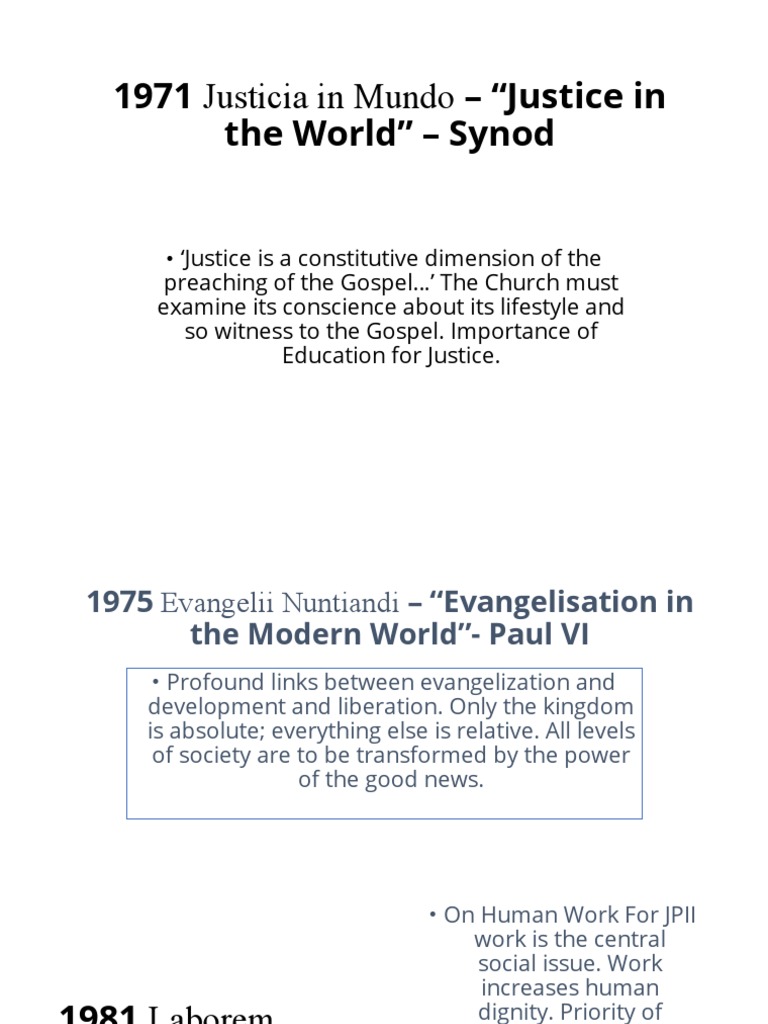 1971 Justicia in Mundo - "Justice in The World" - Synod | PDF