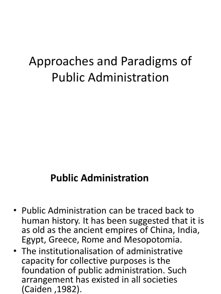 Approaches and Paradigms of Public Administration | PDF | System ...