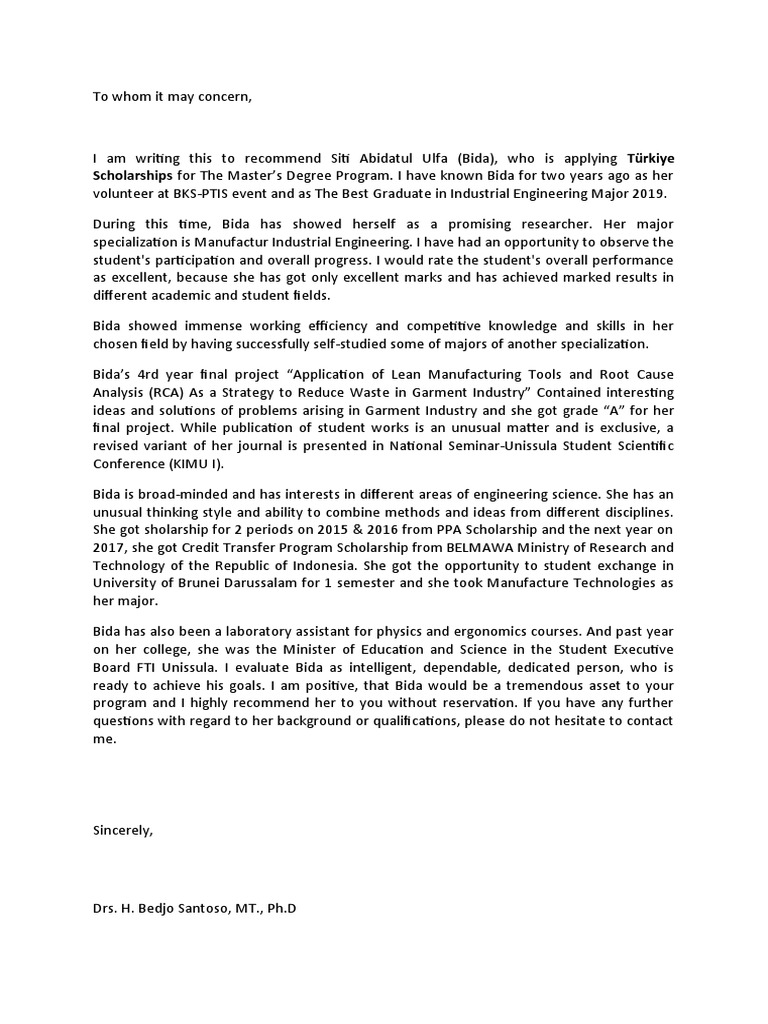 Recommendation Letter From Rector | PDF | Science | Engineering