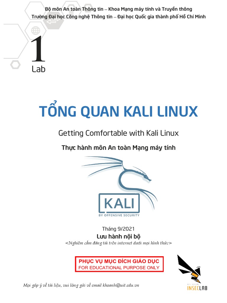 Lab 1 - Getting Comfortable With Kali Linux | PDF