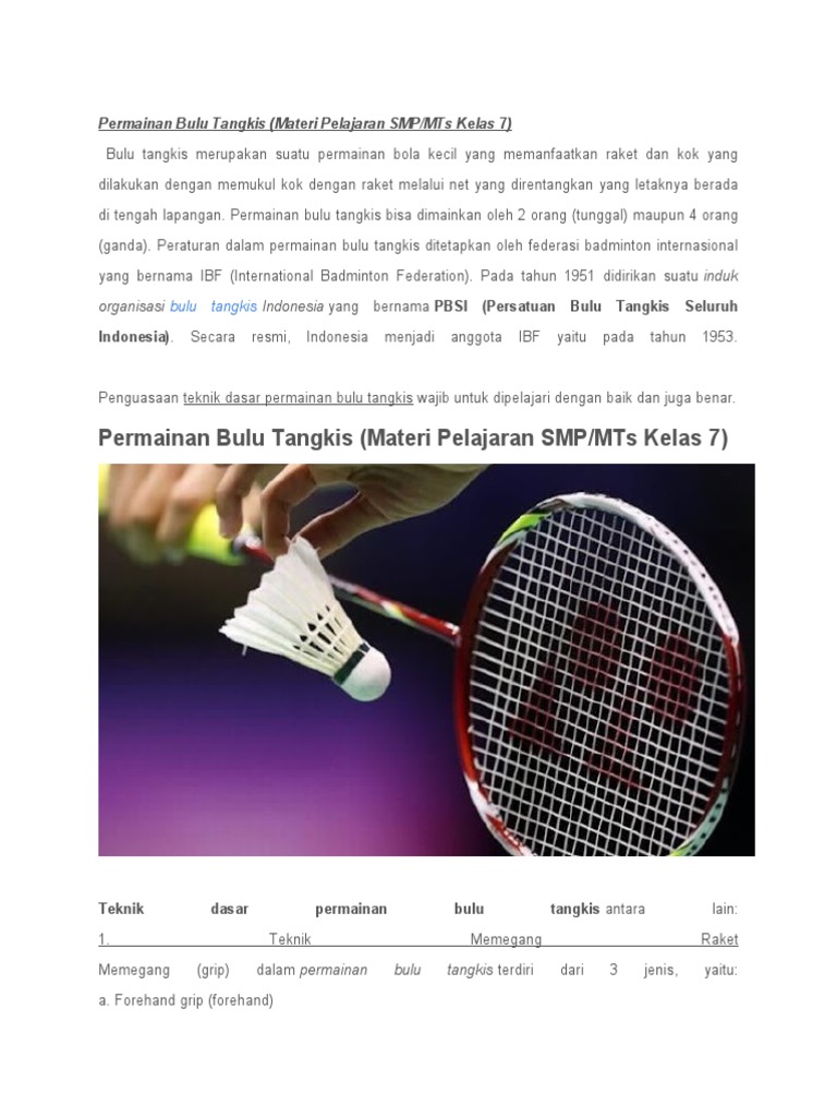 TEKNIK DASAR BULU TANGKIS | PDF