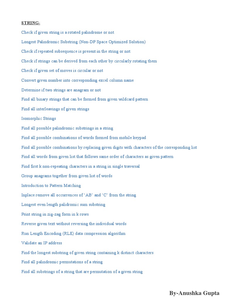 String-: By-Anushka Gupta | PDF | String (Computer Science) | Permutation