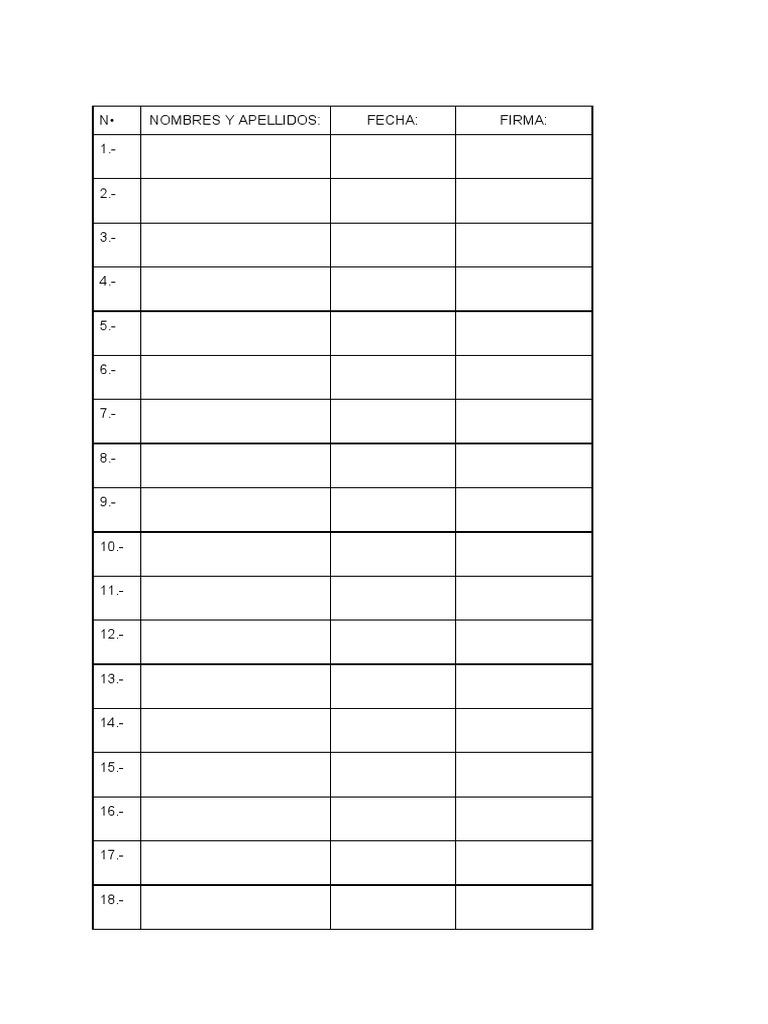 Cuadro de Asistencia | PDF