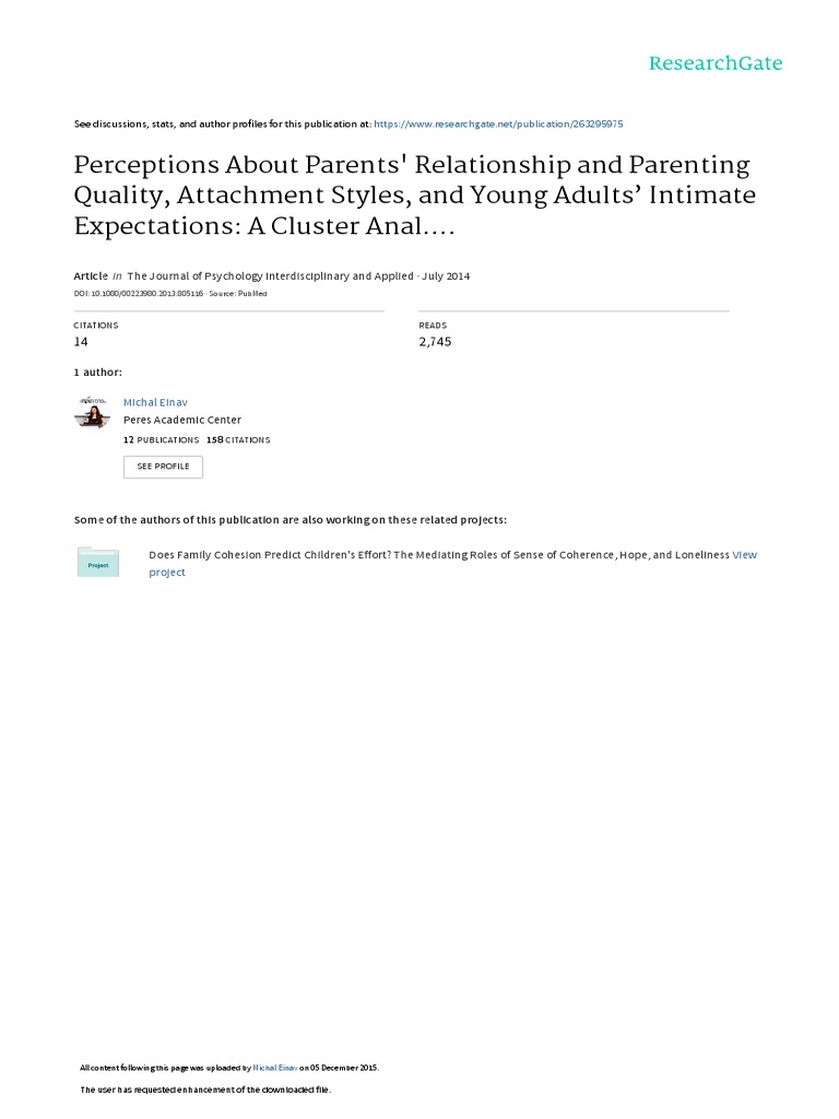 Perceptions Parents Intimate Relationships | PDF | Attachment Theory | Intimate Relationships