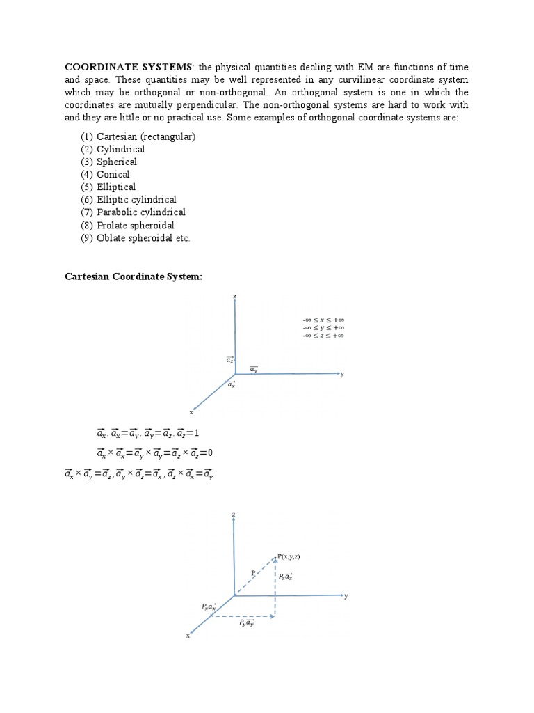 Coordinate System Pdf Coordinate System Euclidean Vector