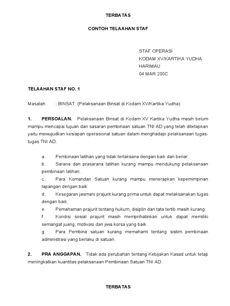 Contoh Telaahan Staf | PDF