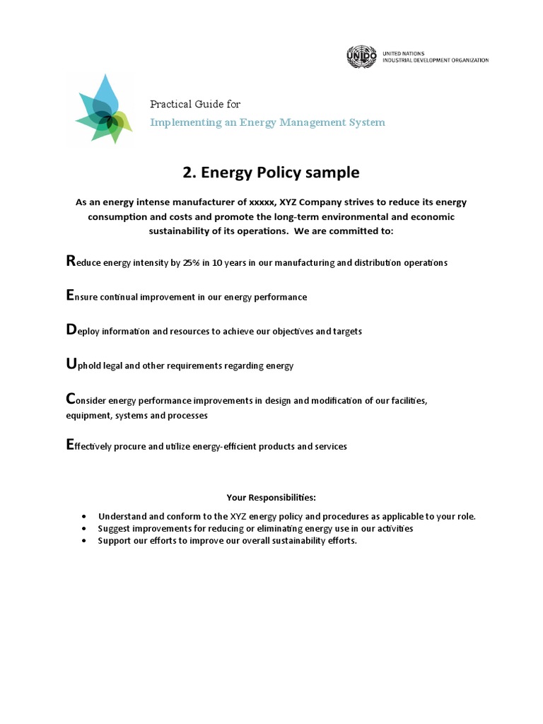 Energy Policy Sample: Practical Guide For | PDF