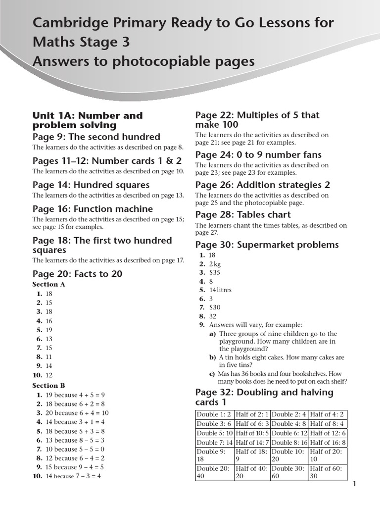 Ready To Go Lessons For Maths Stage 3 Answers | PDF | Litre | Geometry