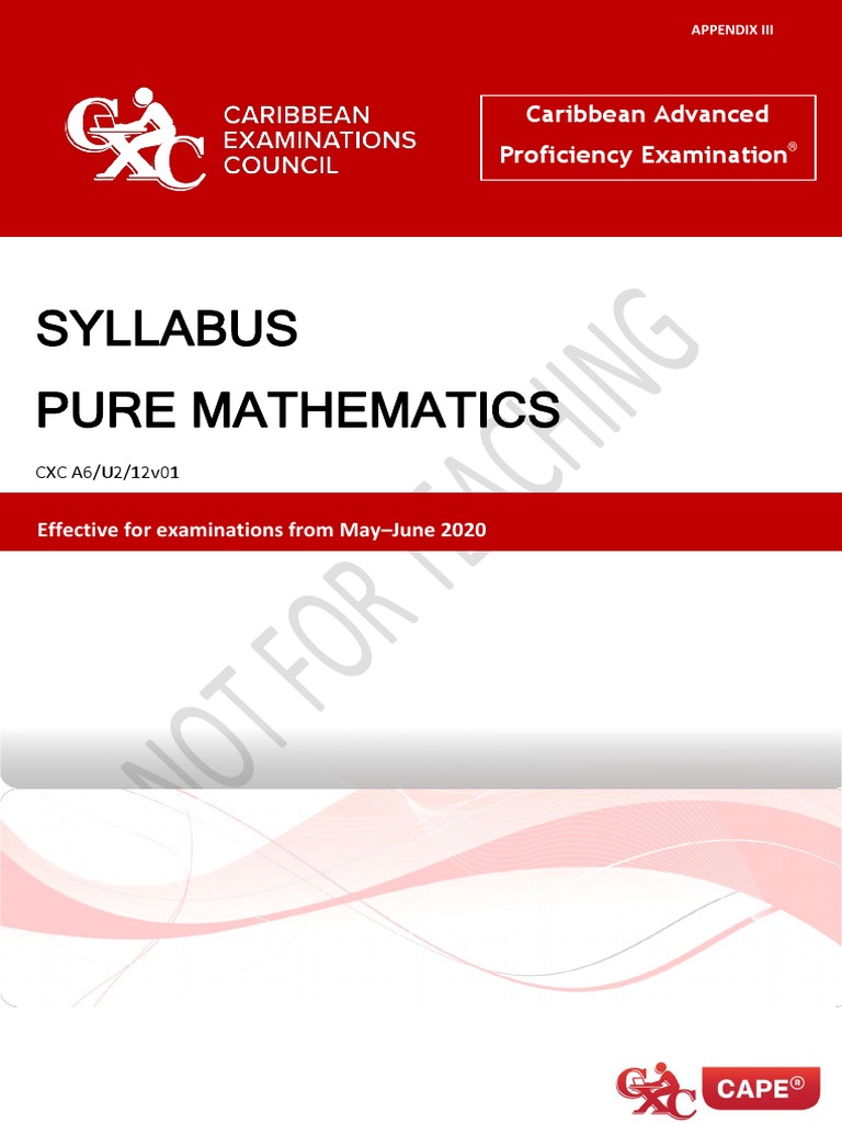 CAPE PURE Mathematics For Comments | PDF | Function (Mathematics) | Sine