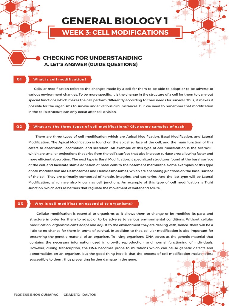 Week 3: Cell Modifications: General Biology 1 | PDF | Cell Cycle | Mitosis