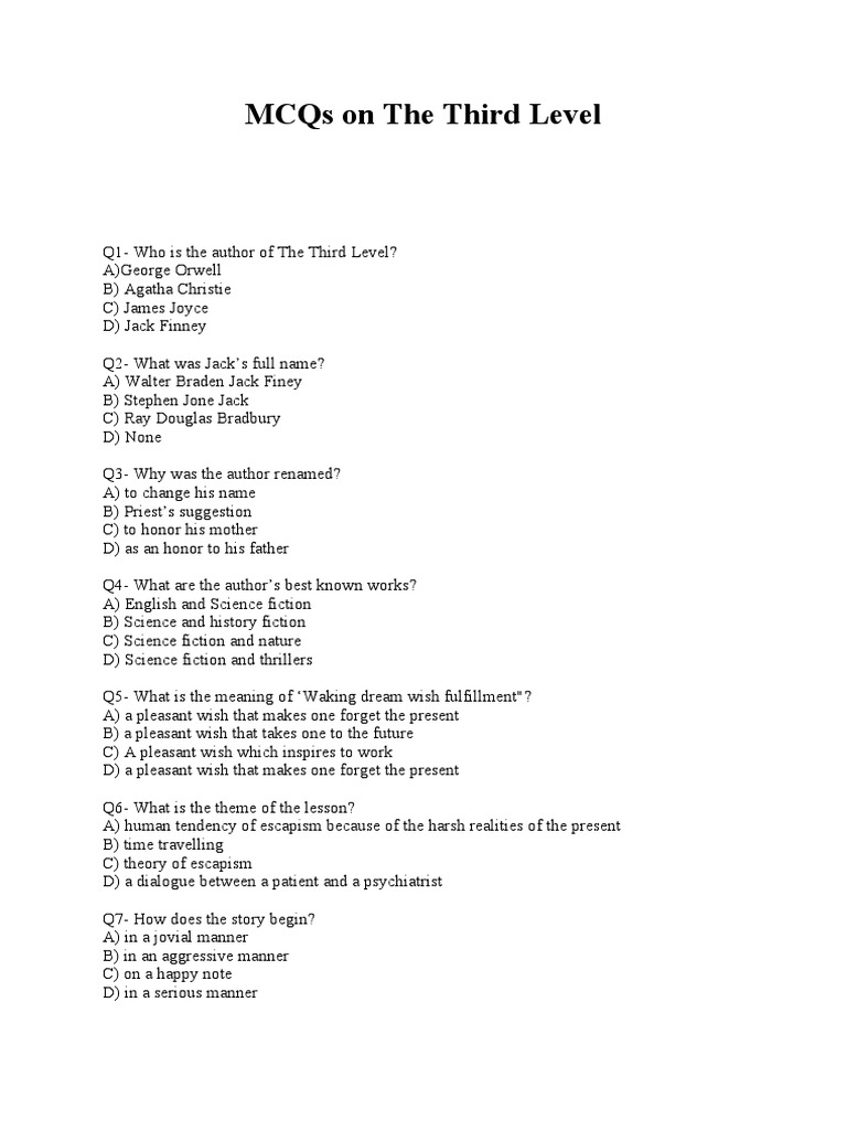 The Third Level MCQs | PDF
