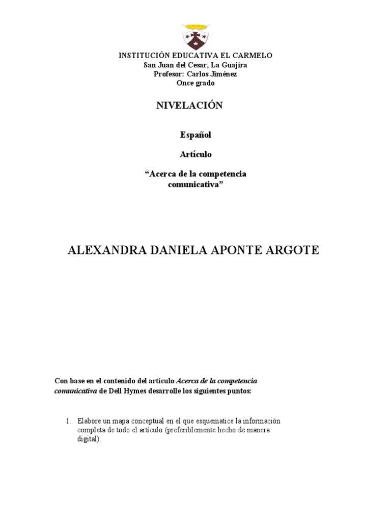 Análisis de la teoría de la competencia comunicativa de Dell Hymes a ...