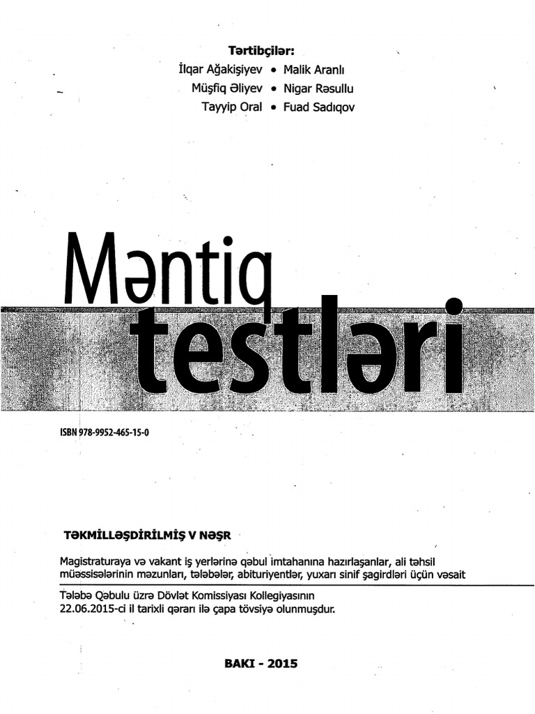 TQDK Məntiq Testləri | PDF