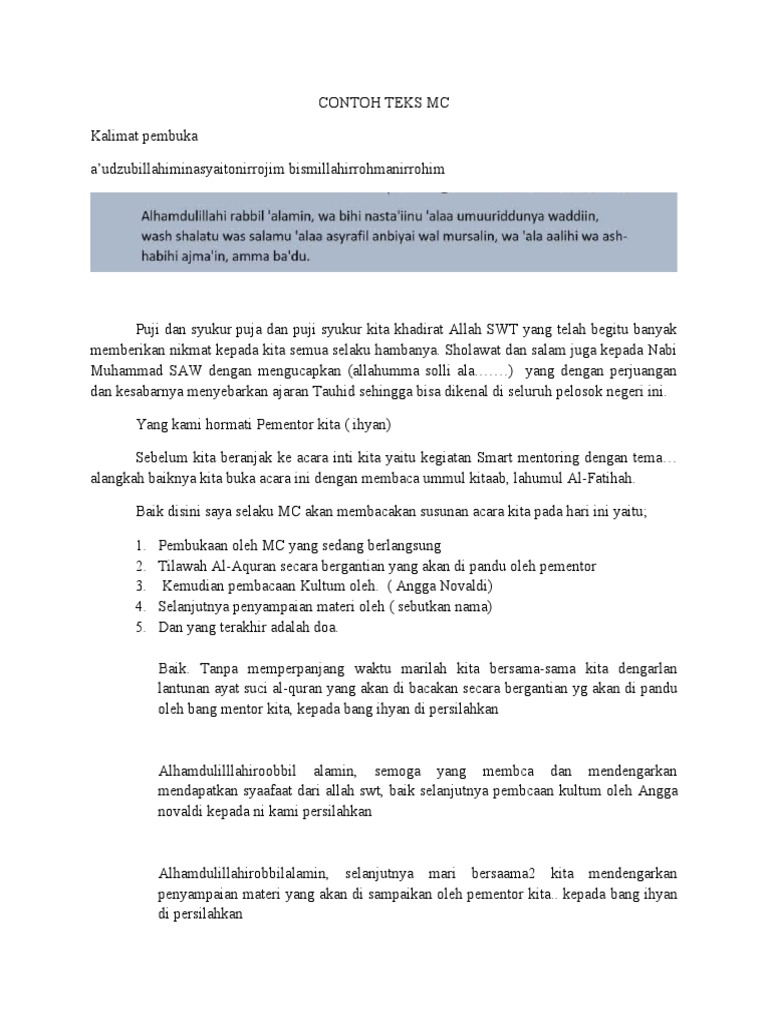 Contoh Teks Mc Acara Pdf