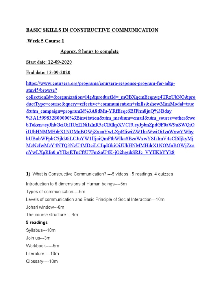 Basic Skills in Constructive Communication | PDF | Communication | Quiz