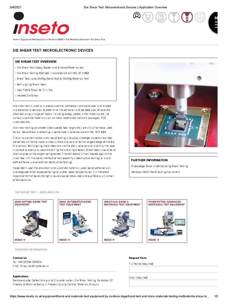 Die Shear Test - Microelectronic Devices - Application Overview | PDF ...