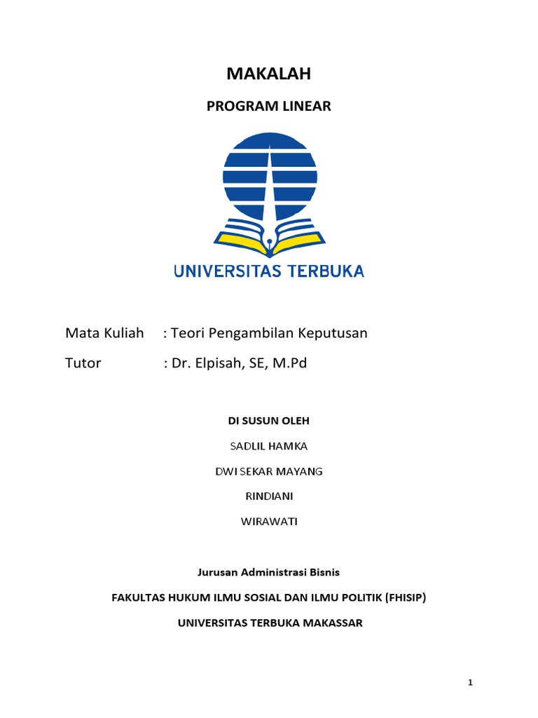 Makalah Program Linear | PDF