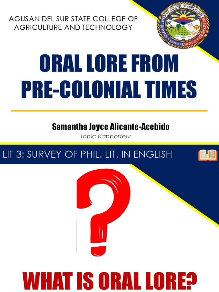 An Exploration of Oral Lore Forms from Pre-Colonial Philippines | PDF ...
