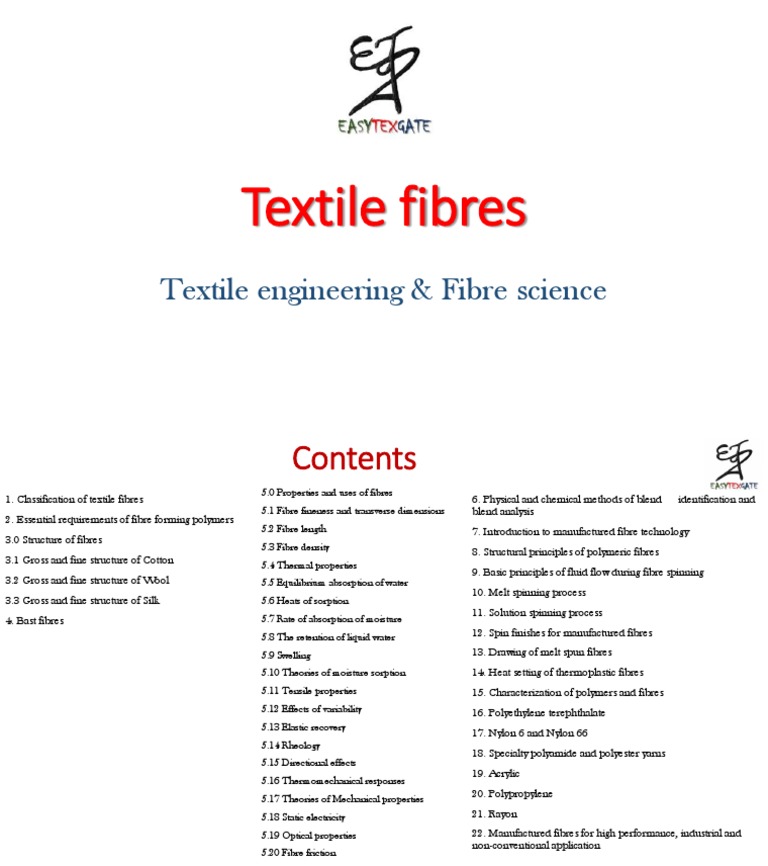 Textile Fibres: Textile Engineering & Fibre Science | PDF | Fibers ...
