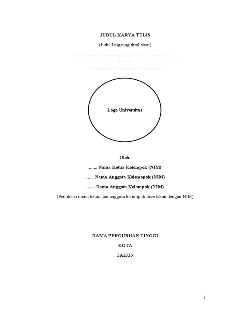 Format Naskah Karya Tulis Ilmiah | PDF
