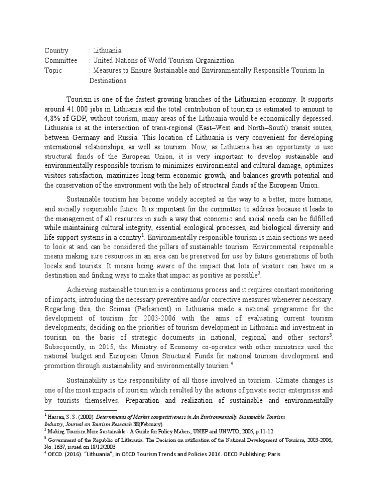 OECD. (2016) - "Lithuania", in OECD Tourism Trends and Policies 2016 ...