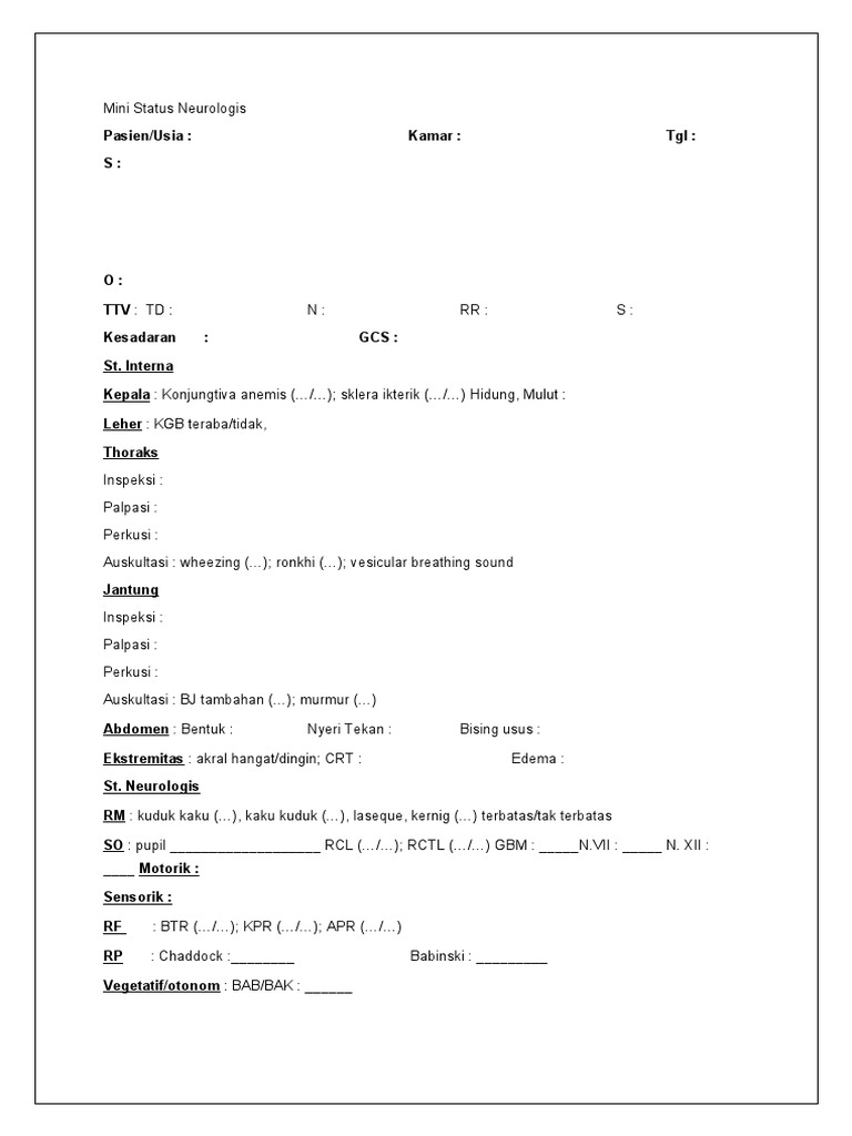 Mini Status Neurologis 2pgs | PDF