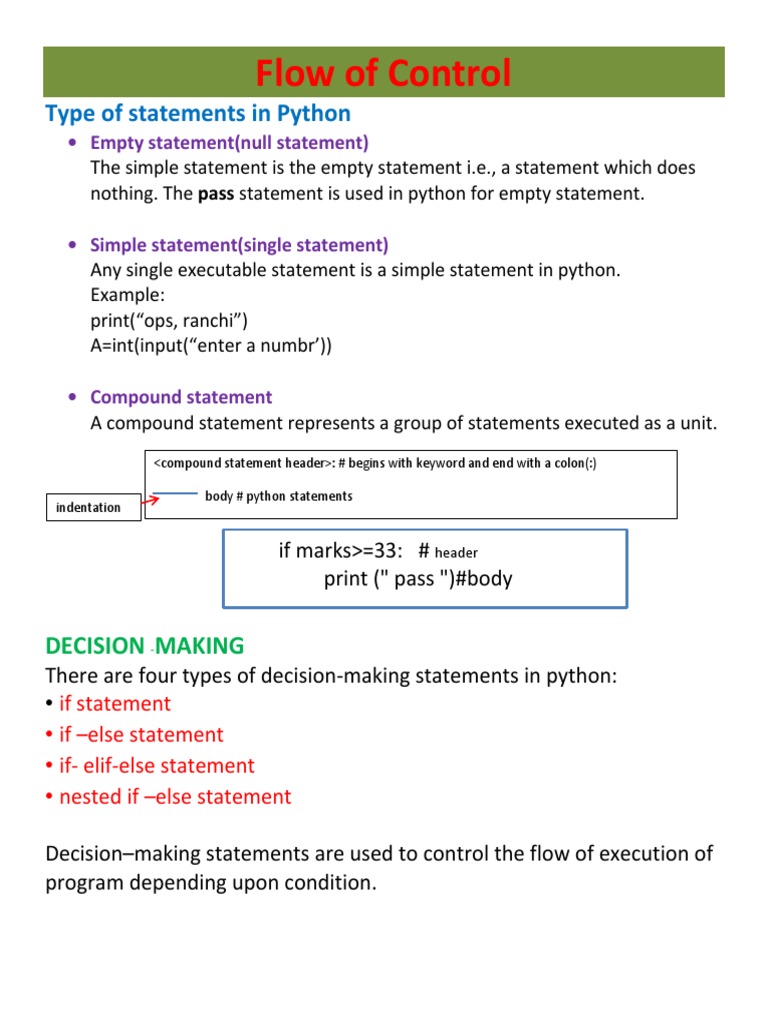 Flow of Control: Type of Statements in Python | Download Free PDF | Control Flow | Computer ...