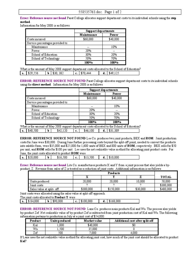 M8 CHP 12 5 PRB Cost Allocation | PDF | Economies