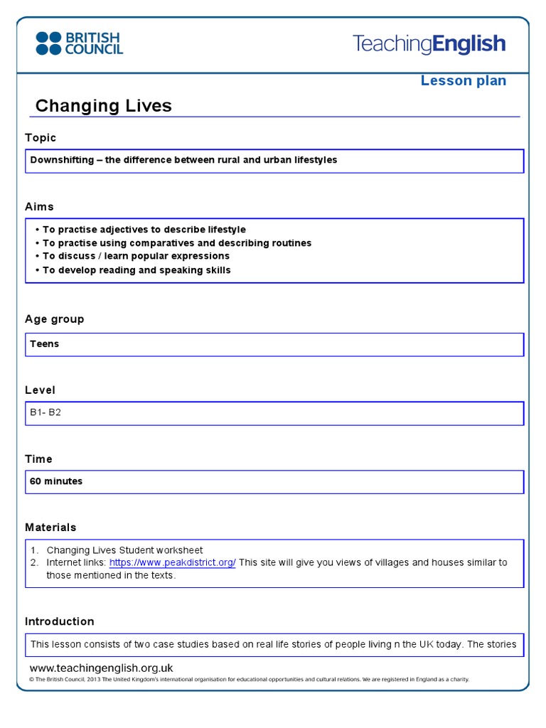 Changing Lives Lesson Plan | PDF