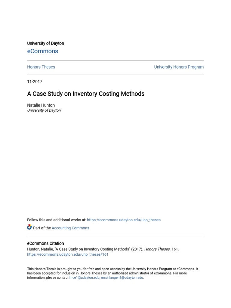 A Case Study On Inventory Costing Methods | PDF | Inventory | Cost ...