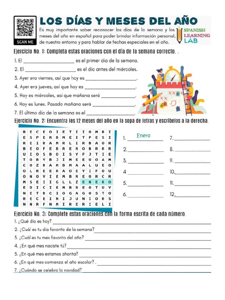 Dias de La Semana y Meses Del Año | PDF